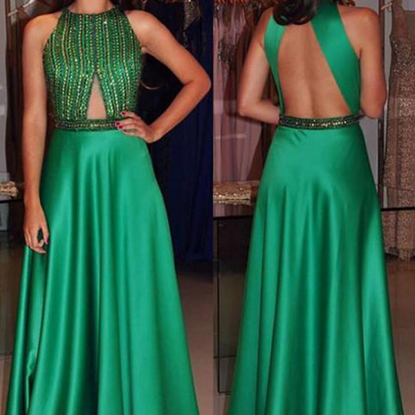 Prom Dress, A-line Backless Sexy Backless Long Prom Dress Evening Dress ...