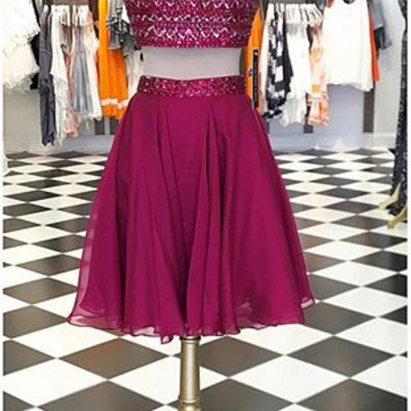 Short ,sparkly Two Piece Short Prom Dress Homecoming Dress, Beads Two ...