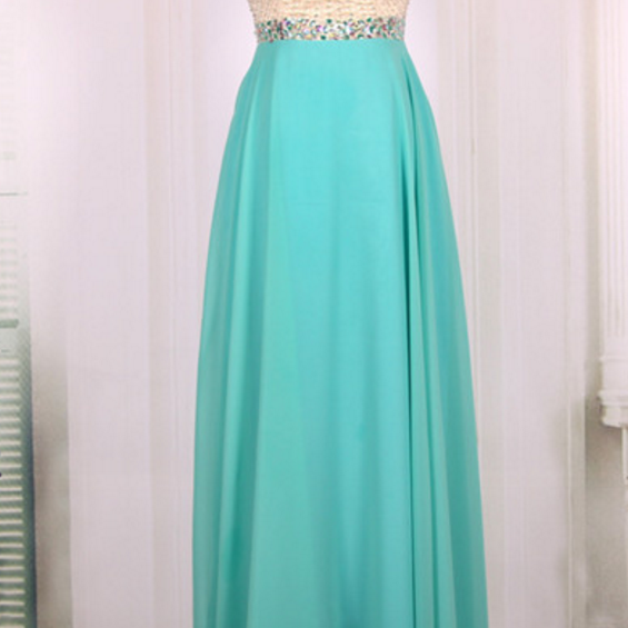 A Line Sweetheart Beaded Chiffon Long Turquoise Prom Dresses Gowns ...