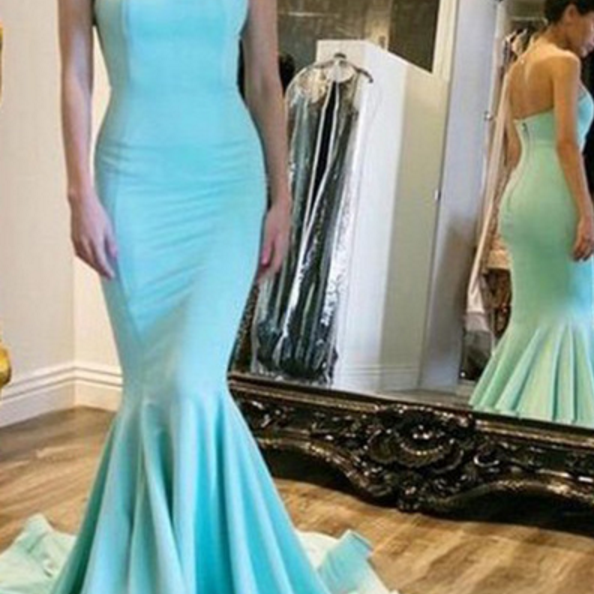 Sleeveless Strapless Prom Dress,open Back Mermaid Evening Dresses ...