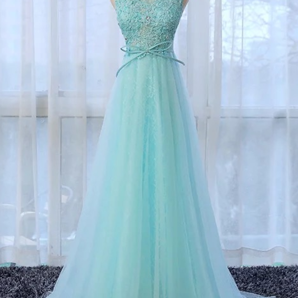 Elegant Prom Dress,tulle Prom Dress,appliques Modest Prom Dress ...