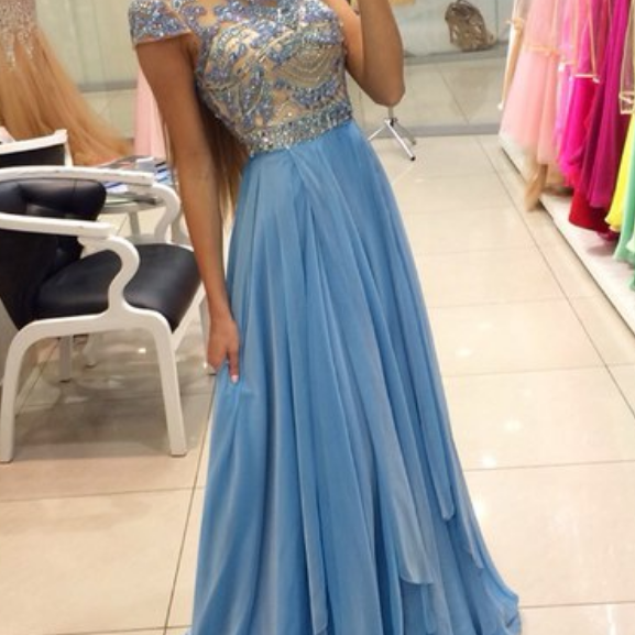 Charming Prom Dress, High-neck Prom Dress,a-line Prom Dress,chiffon ...