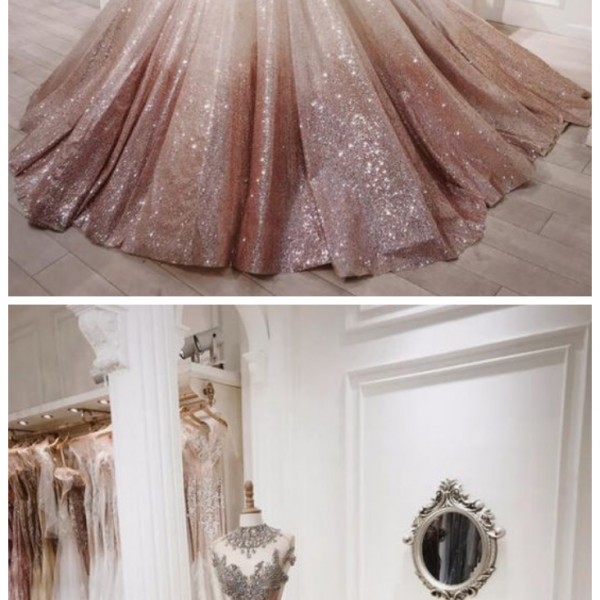 Gold Prom Dresses, Sequins Prom Dresses, Shinning Prom Dresses, Custom ...
