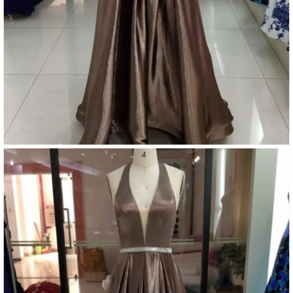 Two Pieces Prom Dress,High Neck Prom Dress,Beading Prom Dress ,Newest ...