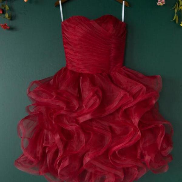 Beautiful Organza Short Sweetheart Strapless Homecoming Dress, Party ...