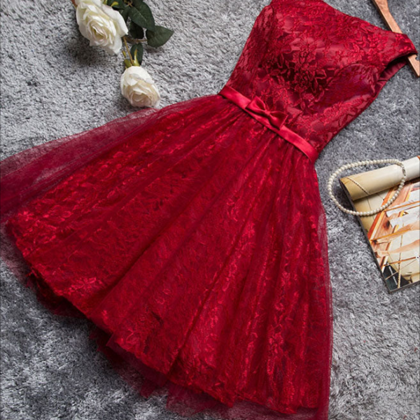 Red Long Prom Dress Handmade Beading Chiffon Red Formal Evening Gowns ...