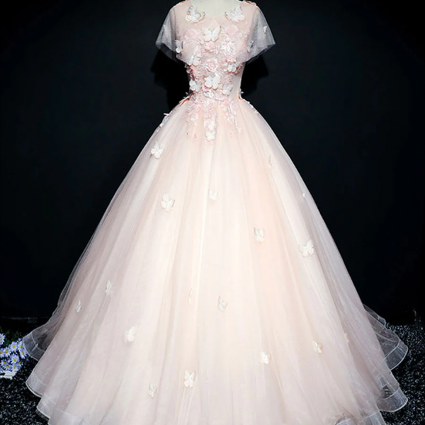 Prom Dress,modest Prom Dress,pink Prom Dresses,pink Ball Gowns,pink ...