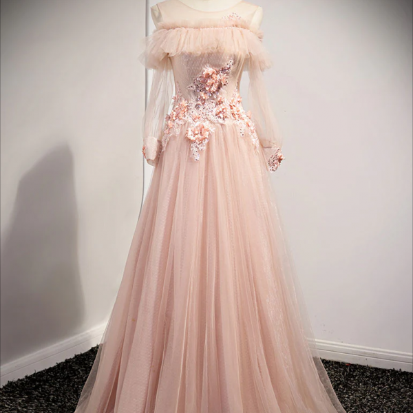 Prom Dress,modest Prom Dress,pink Prom Dresses,pink Ball Gowns,pink ...