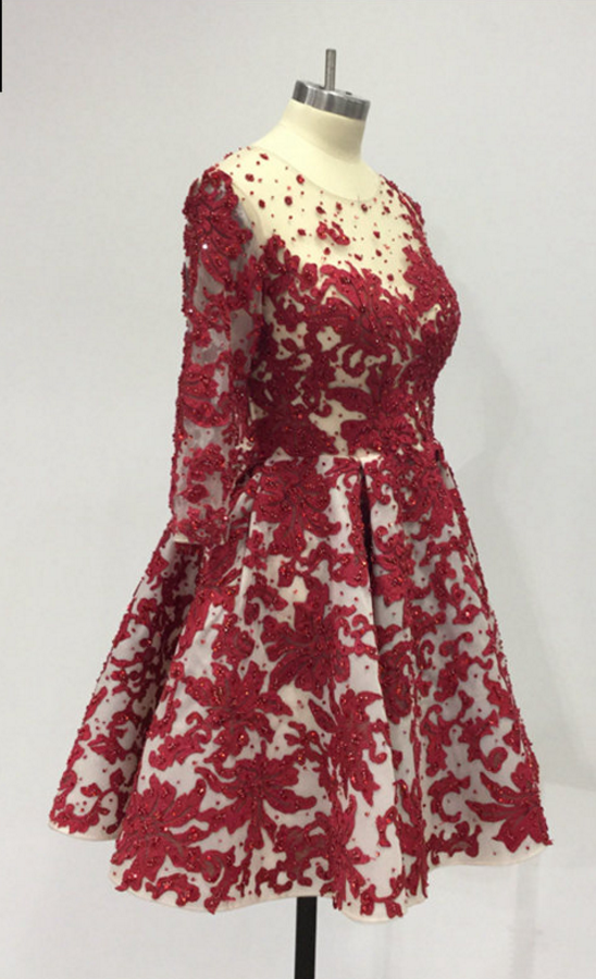 Robe De Soiree Violet Lace Short Evening Dresses Embroidery With Beaded ...