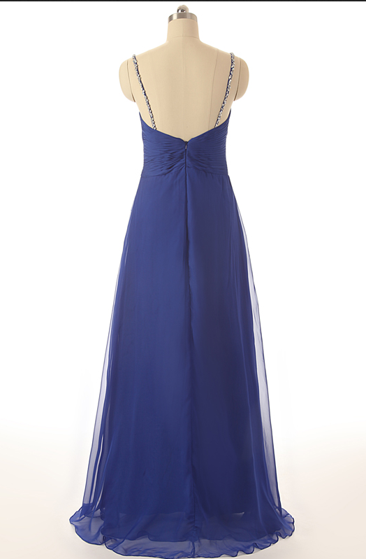 Front Split Chiffon A Line Beads Sequins Accent Spaghetti Straps ...