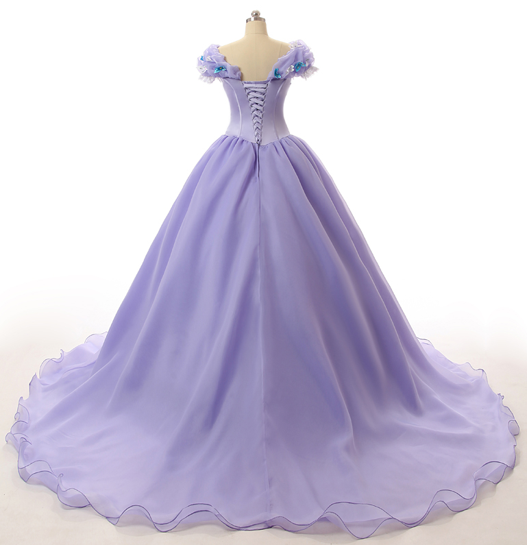 Shoulders With Handmade Butterfly Lace Up Back Ruffles Ball Gown Party ...