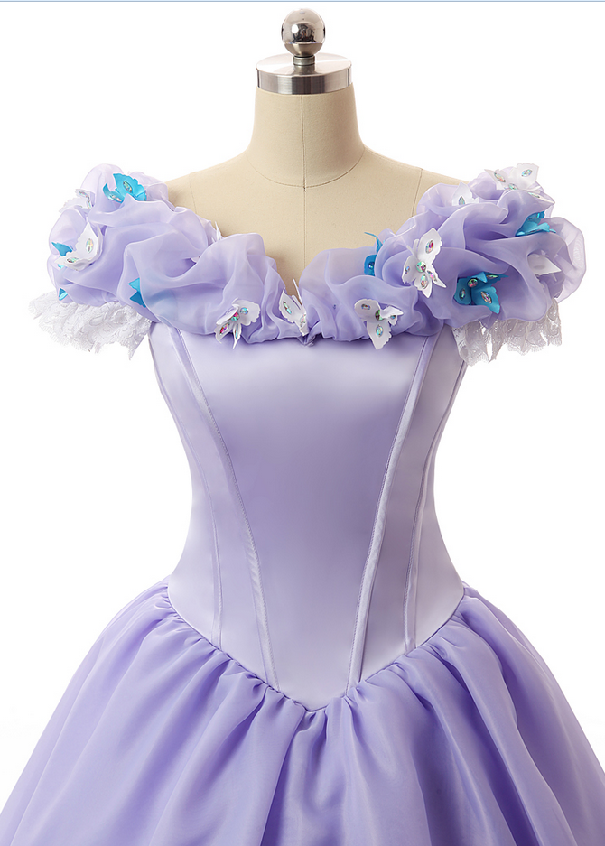 Shoulders With Handmade Butterfly Lace Up Back Ruffles Ball Gown Party ...
