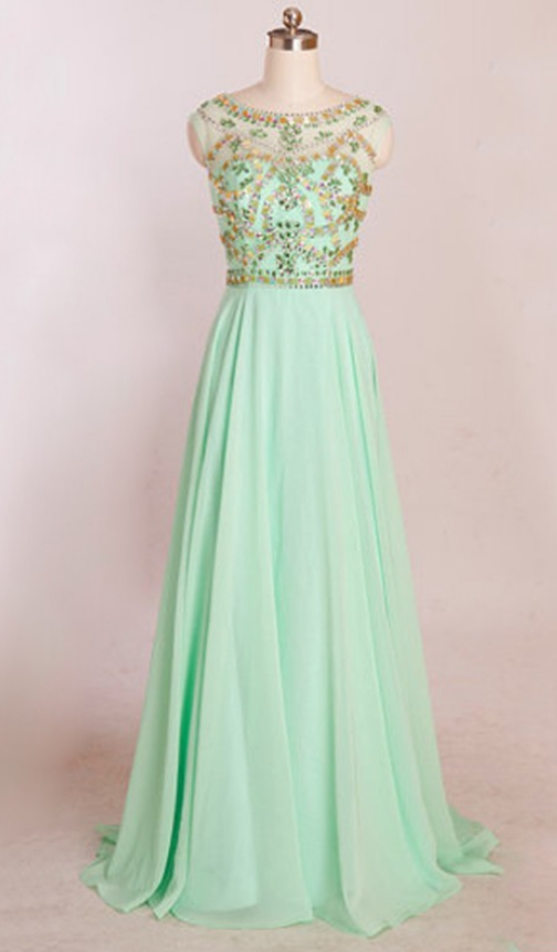Mint Prom Dresses,backless Prom Dress,beading Prom Dress,open Back Prom ...