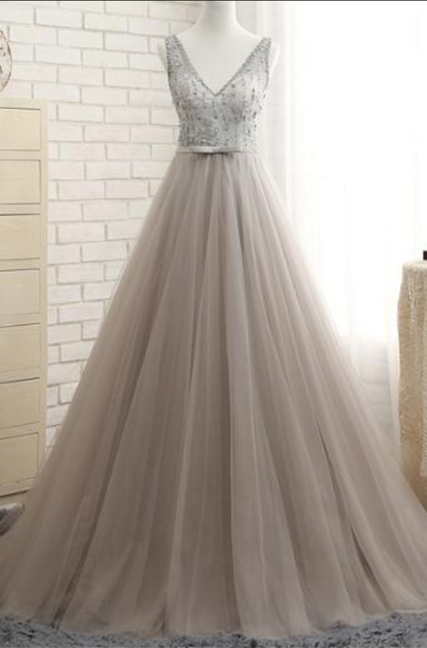 Lace Modest Robe De Soiree V Neck Tulle Formal Evening Gowns Party ...