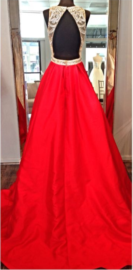 Red Satin Prom Dress With Open Back on Luulla