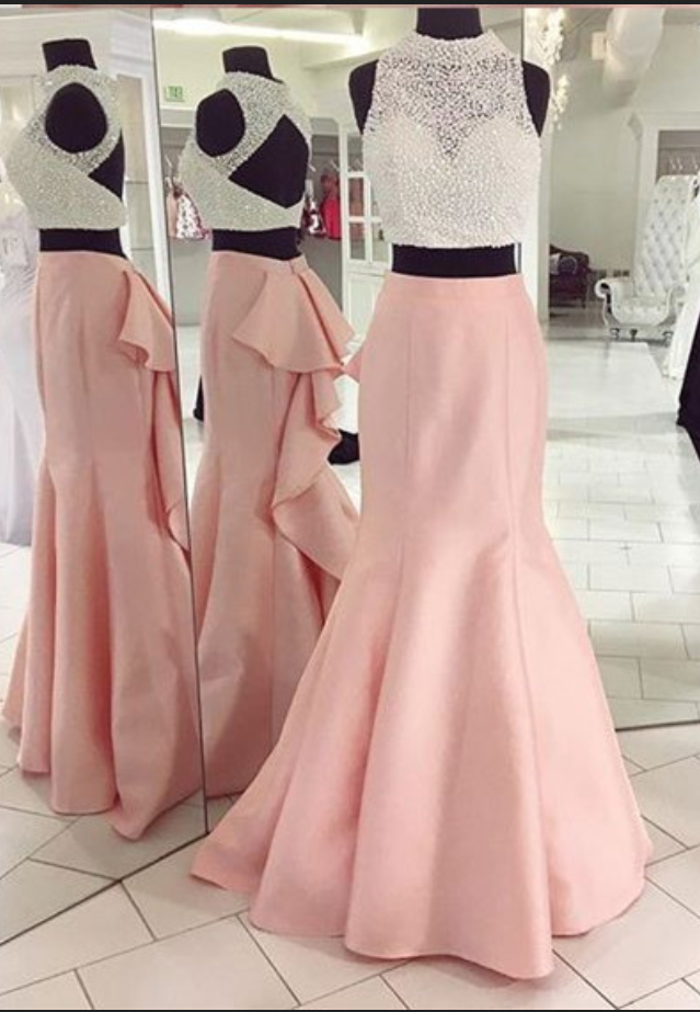 Two Pieces Prom Dress With Pearls Top on Luulla