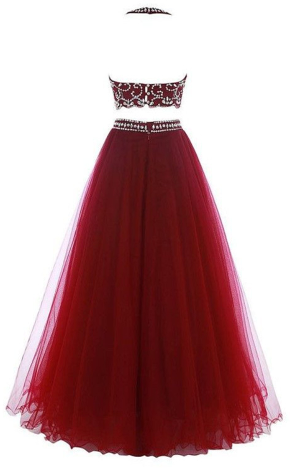 Floor Length Two Pieces Prom Dress With Beading on Luulla