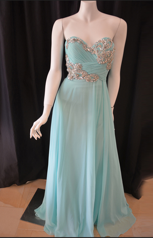 Light Blue Long Formal Occasion Dress With Crystals on Luulla