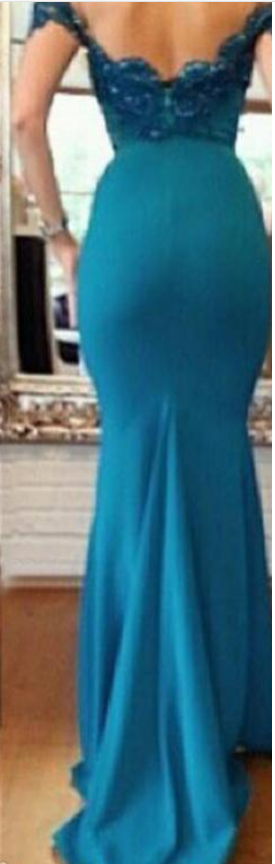 Elegant Fitted Mermaid Prom Dress Long Formal Off Shoulder Beaded Lace