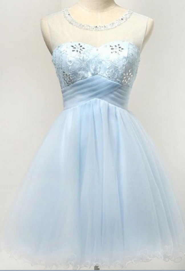 Light Blue Short Tulle, Pretty Girl Dress Homecoming Dresses, on Luulla