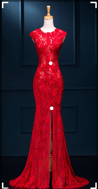 Red Sleeveless Fishtail Party Dress, Ball Gown on Luulla