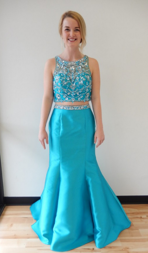 Gergeous Two Piece Prom Dress, Sexy Blue Prom Dresses, Long Evening ...