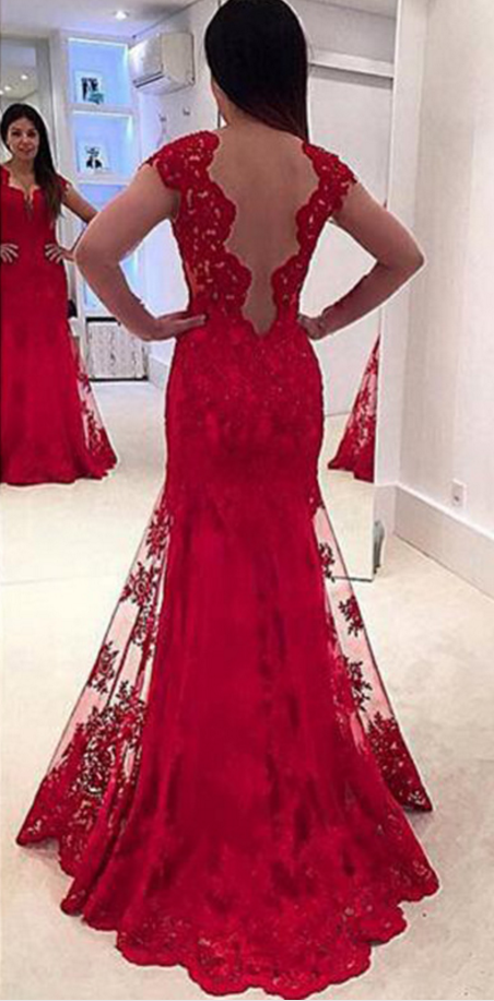 Red Prom Dresses,prom Dress,red Prom Gown,lace Prom Gowns,elegant ...
