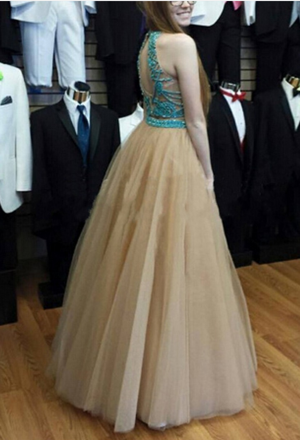 Amazing Handmade Beading Bodice Prom Dresses Tulle Ball Gown Evening ...