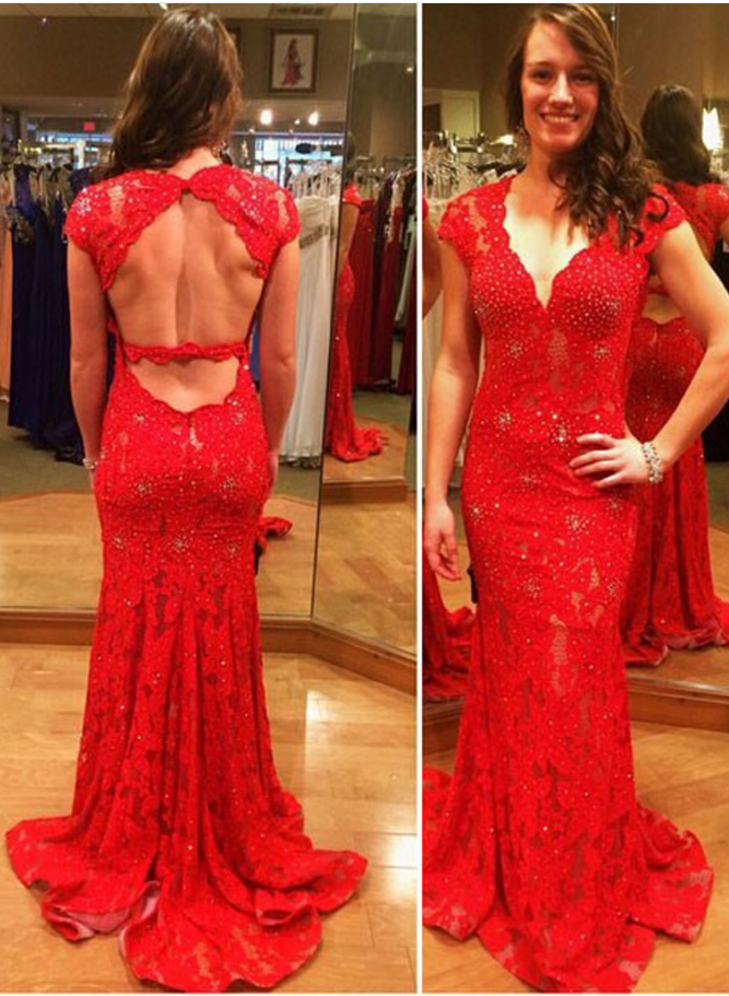 Red Prom Dresses,prom Dress,red Prom Gown,lace Prom Gowns,elegant ...