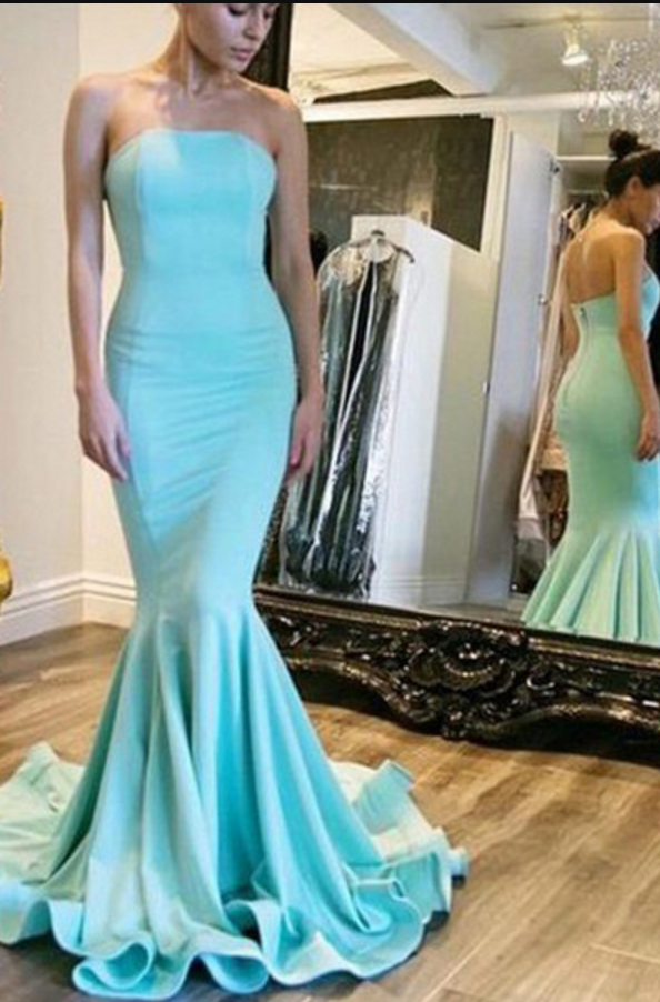 Sleeveless Strapless Prom Dress,open Back Mermaid Evening Dresses ...