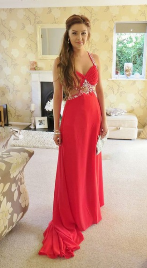 Sexy Crossed Back Sequins Prom Dresses,beadings Cut Out Straps Chiffon ...
