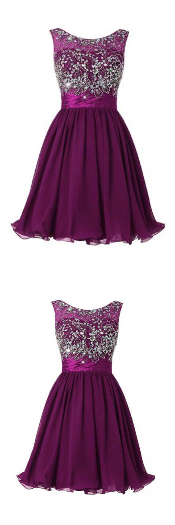 Scoop Chiffon Grape Beading Prom Dress Homecoming Dress on Luulla