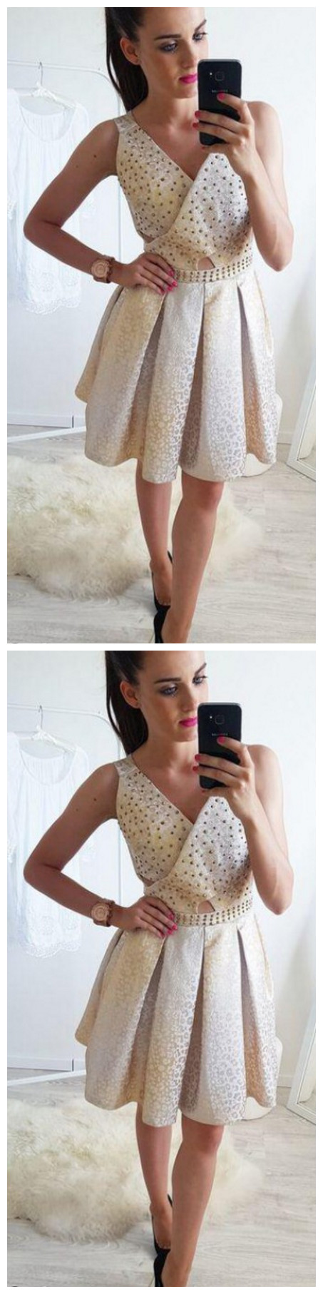 A-line V-neck Mini Homecoming Dress on Luulla