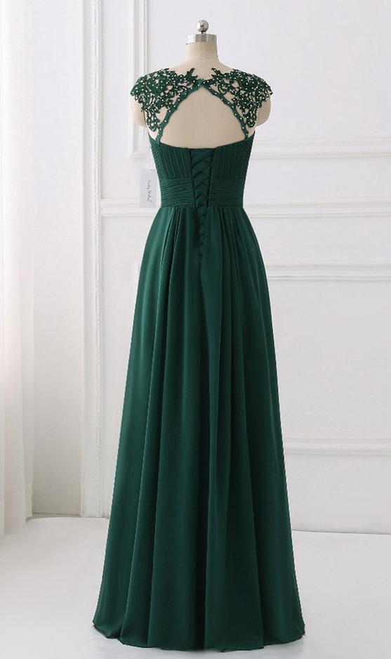 Long A-line Open Back Prom Dress, Beaded Evening Dress on Luulla