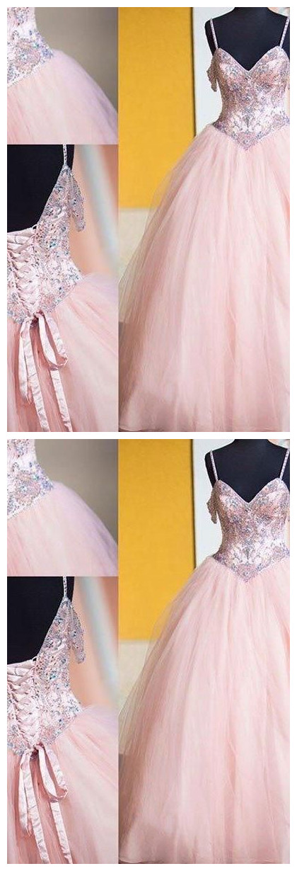 Spark Queen Pink Ball Gown Prom Dress,long Prom Dresses,charming Prom ...