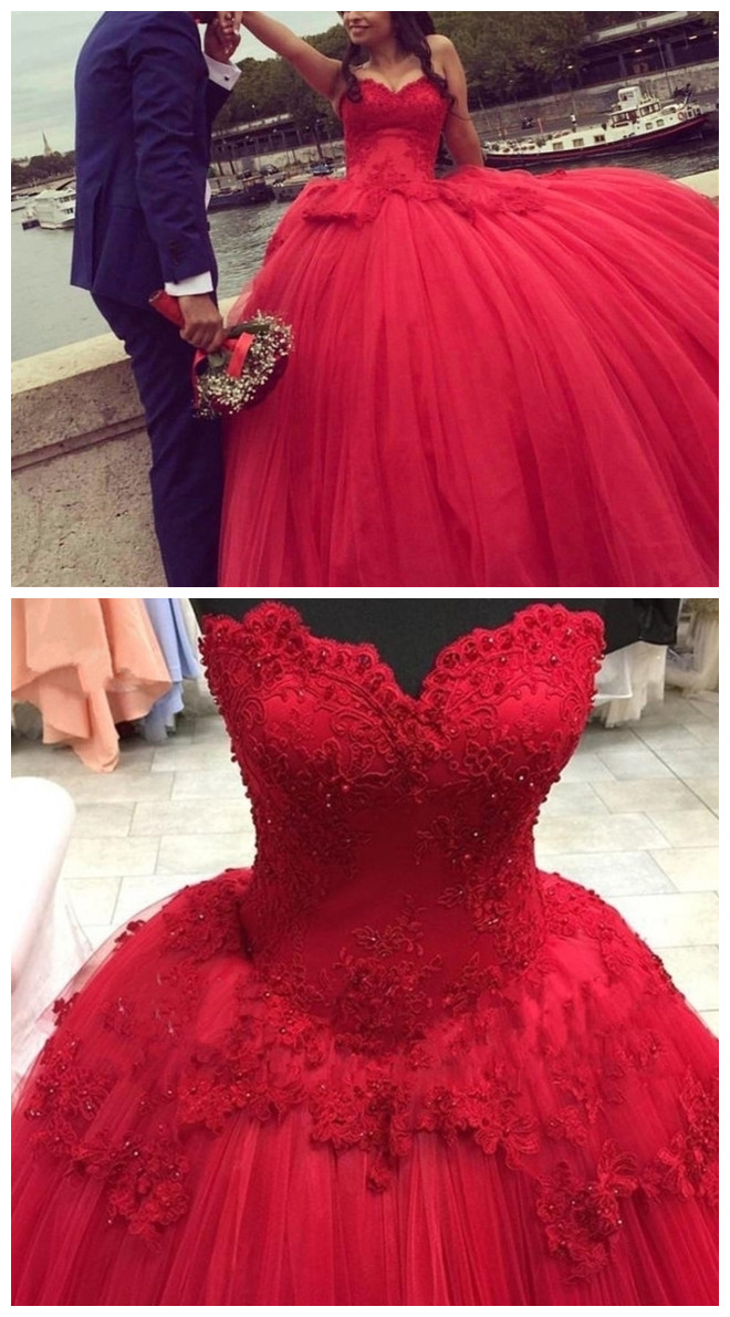 Spark Queen Tulle Ball Gown Prom Dress With Flowers, Formal Dress on Luulla