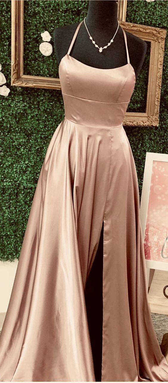 Spark Queen Long Satin Split Evening Gown on Luulla