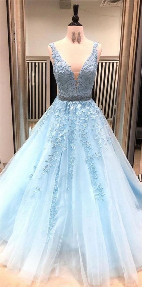 Appliques Long Tulle Prom Dresses, on Luulla