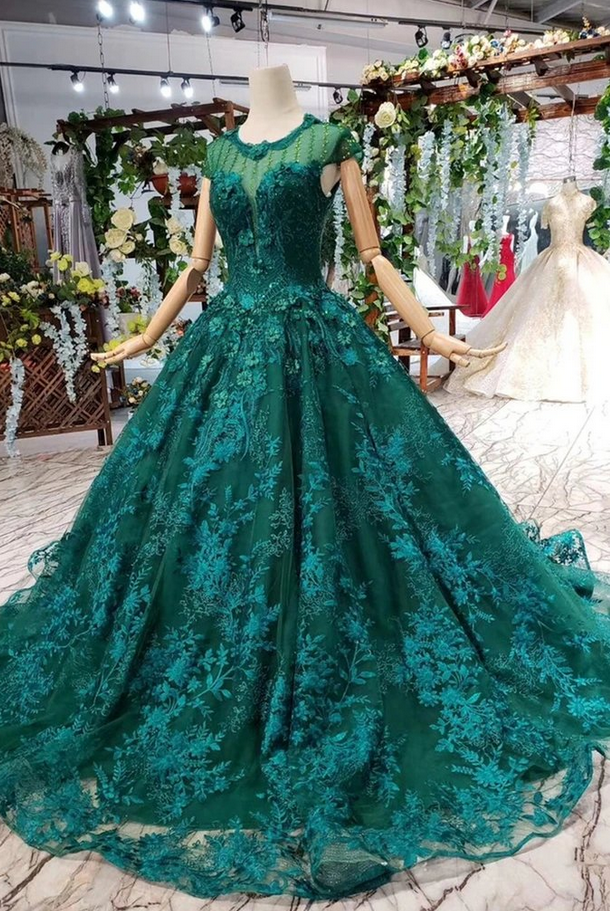 Prom Dresses,lace Prom Dress, Cap Sleeves Lace Formal Dress, Lace ...