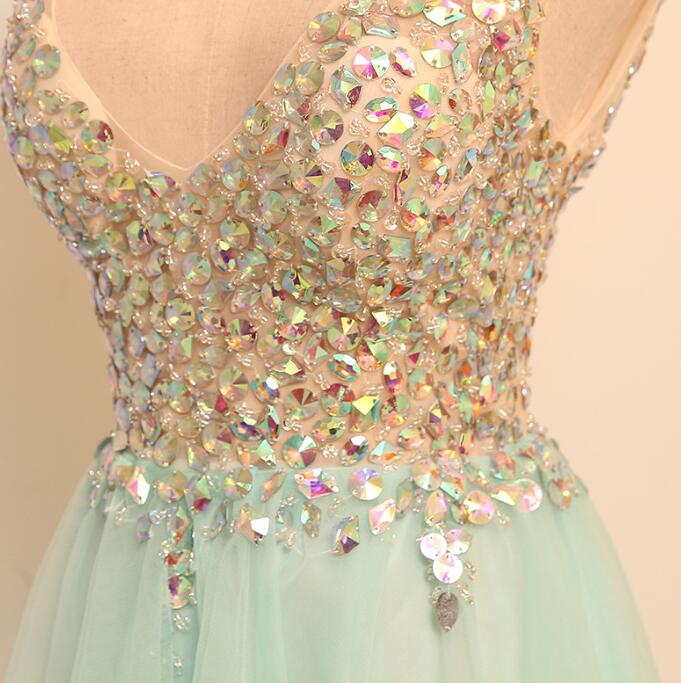 Elegant Sweetheart Sparkle Short V-neckline Short Tulle Formal Prom ...