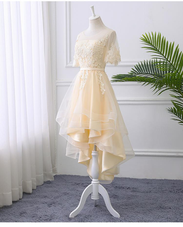 Elegant Sweetheart Lace Applique High Low Homecoming Dress, Beautiful ...