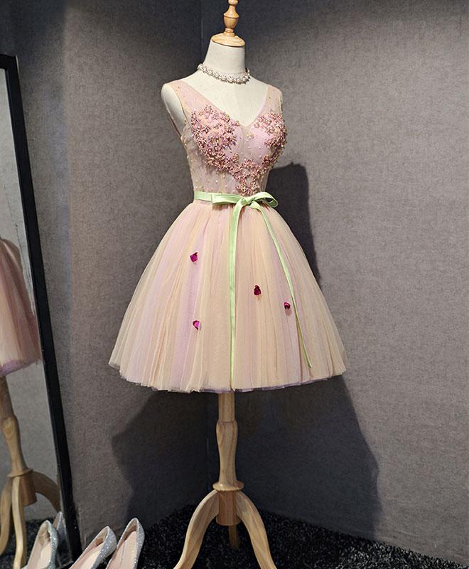 Elegant Sweetheart Simple V Neck Tulle Homecoming Dress, Beautiful ...