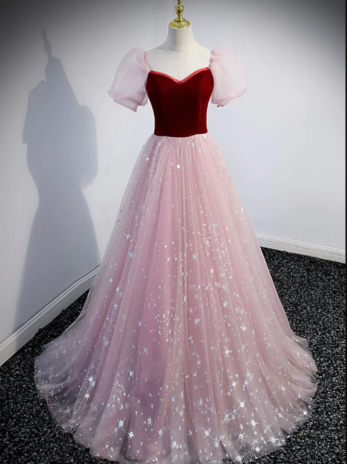 Prom Dresses,starry River Pink A-line Version Of The Tulle Long Dress ...