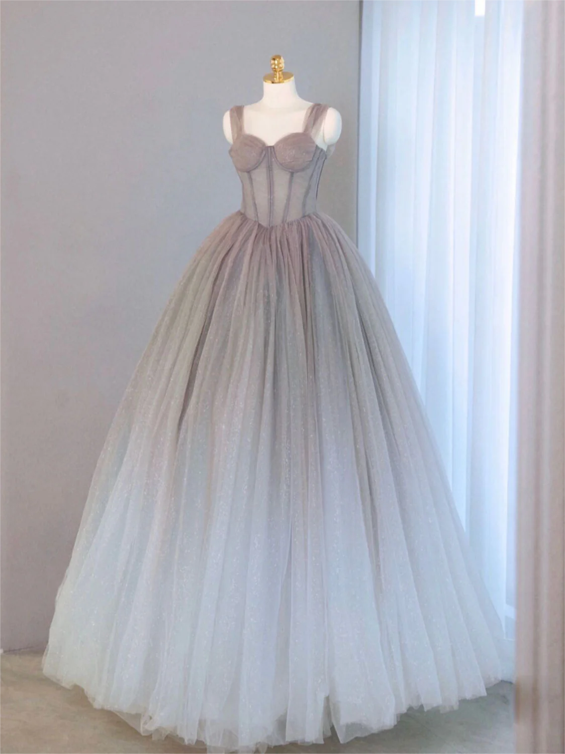 Long Prom Dress ,a-line Gray Sweetheart Neck Long Prom Dresses, Gray ...