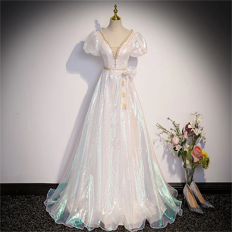 Design Women Evening Dresses With Pearls Prom Party Gowns on Luulla