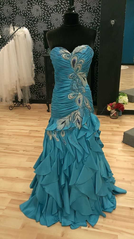 Unique Prom Dress ,mermaid Prom Dress ,prom Dress With Feather ,pleated ...