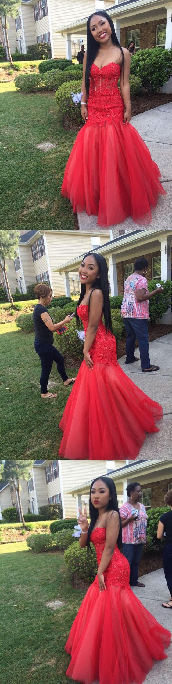 Red Prom Dresses,prom Dress,red Prom Gown,lace Prom Gowns,elegant ...
