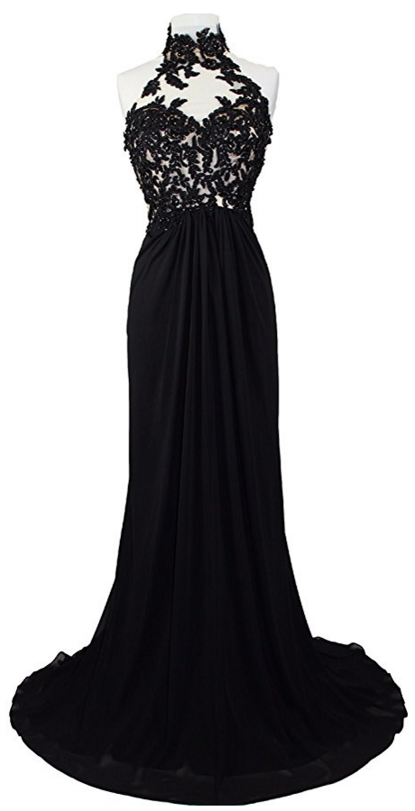 Women's High Neck Lace Sheer Top Prom Pageant Formal Dress on Luulla